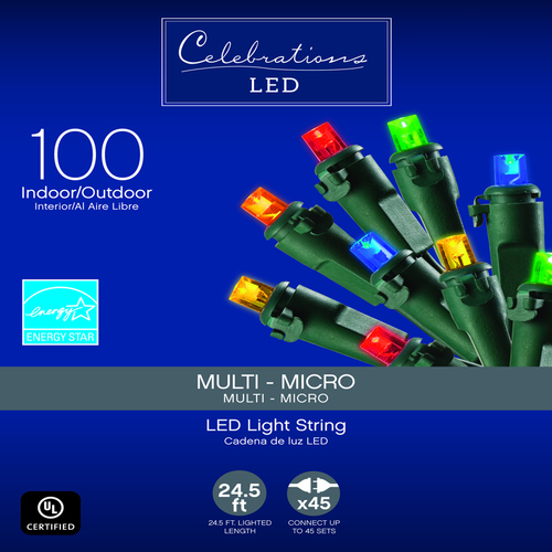 Celebrations 47981-71 Christmas Lights LED Micro/5mm Multicolored 100 ...