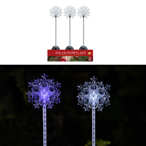 ALPINE QLP232BB-12 Pathway Decor LED 33" Solar Snowflake Garden Stake