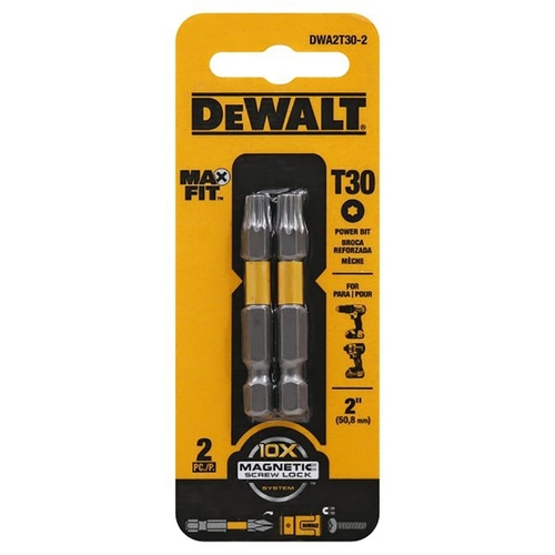 DEWALT DWA2T30-2 Power Bit Max Fit Torx T30 X 2" L S2 Tool Steel