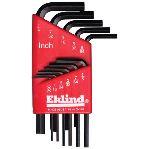 Eklind 10111 Hex L-Key Set Hex-L .050 to 1/4" SAE L-Handle Black