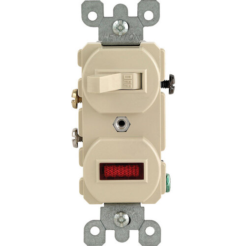 Leviton 05226-0IS Switch w/ Pilot 15 amps Single Pole Combination Ivory ...
