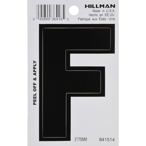 Hillman 841514-XCP6 Letter 3" Black Vinyl Self-Adhesive F - pack of 6