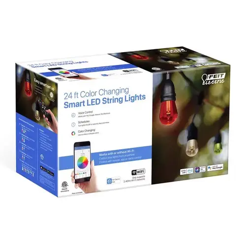 Feit Electric SL24-12/RGBW/AG LED String Light S14 4-Pin Smart-Enabled ...