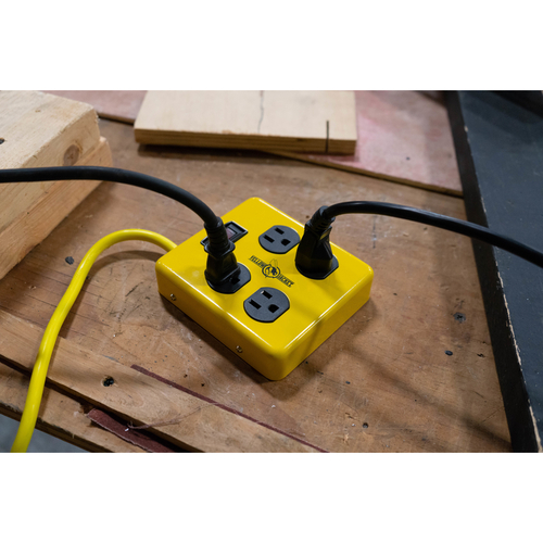 YELLOW JACKET 2177N Extension Cord Adapter Grounded 4 outlets Yellow