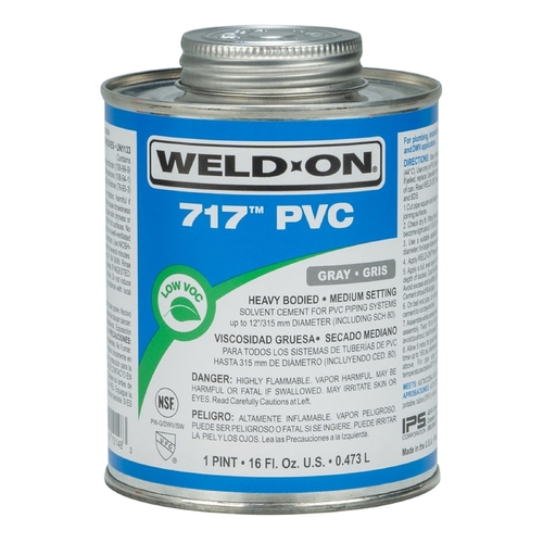 Weld-On 10148 Solvent Cement 717 Gray For PVC 16 oz Gray