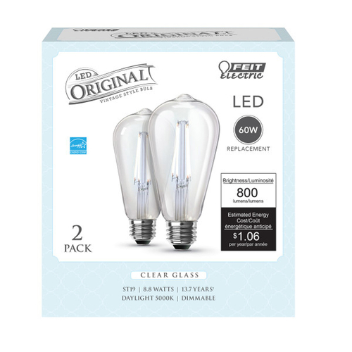 Feit Electric 3008685 Filament LED Bulb ST19 E26 (Medium) Daylight 60 W ...
