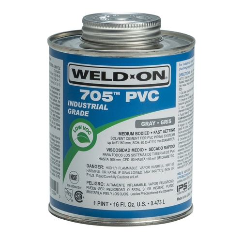 Weld-On 10094 Solvent Cement 705 Gray For PVC 16 oz Gray