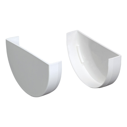 Plastmo P08401A Gutter End Caps 4" W White Vinyl Half Round White