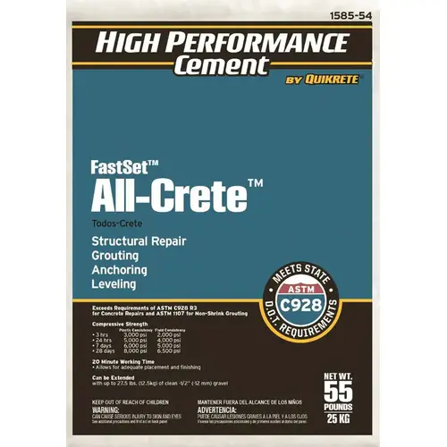 Quikrete 1585-54 Anchoring Cement FastSet All-Crete 55 lb Buy Now