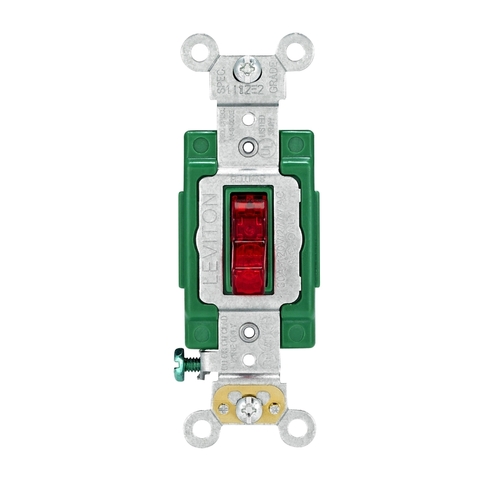 Leviton 3003842 Switch 30 amps Double Pole Toggle Red Red