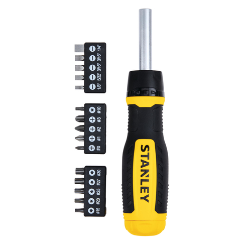 Stanley STHT60129 Ratcheting Screwdriver Set Assorted Black/Yellow