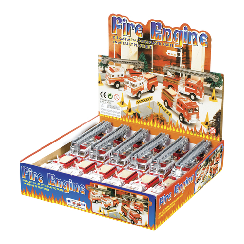 Toysmith 4855-XCP12 Fire Engine Toy Die Cast Metal 12 pc - pack of 12