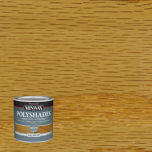 Minwax 214104444 Stain and Polyurethane Finish PolyShades Semi-Transparent Gloss Honey Pine Oil ...