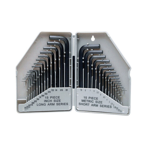 Performance Tool W80288 Hex Key Set Metric and SAE Long and Short Arm Black