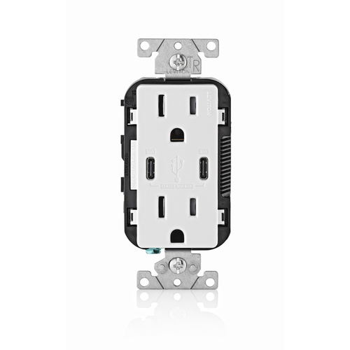 Leviton R02-T5635-0BW Outlet and USB Charger 15 amps 125 V Duplex and ...