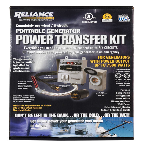 Reliance Controls 306CRK Generator Power Transfer Kit 30 amps 240 V 2 ...