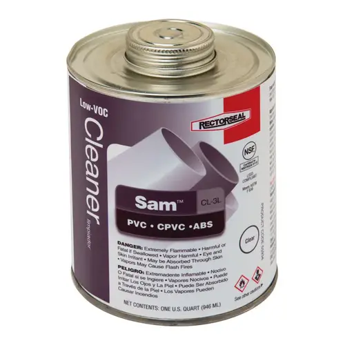 RectorSeal 55934 Cleaner Sam Clear For ABS/CPVC/PVC 32 oz Clear Buy Now