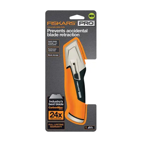 Fiskars 770020-1001 Utility Knife Pro 5" Retractable Pro Orange Orange ...