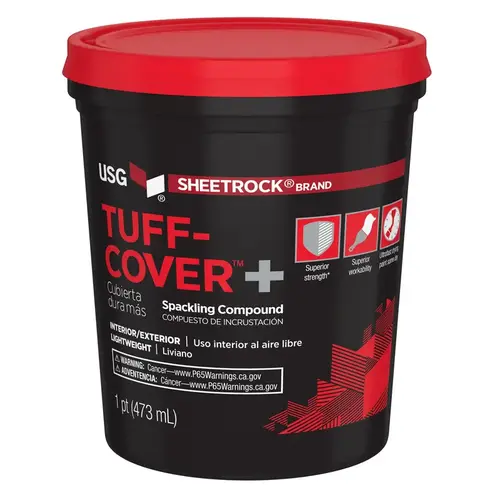 USG 380214 Spackling Compound Tuff-Cover + Ready to Use White 1 pt ...