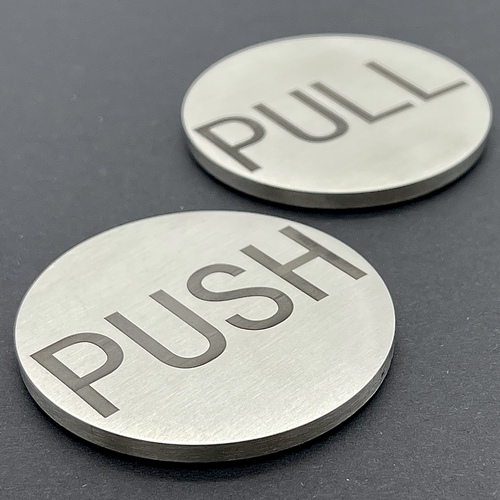 CRL RPP2BS Brushed Stainless 2" Round Push/Pull Set - Etched Stainless ...