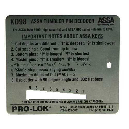Pro-Lok KD98 Key Decoder