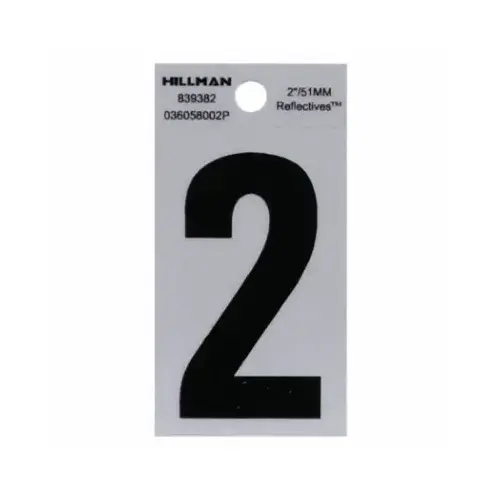 Hillman 839382 Adhesive House Address Number 2, Reflective Vinyl, Black ...