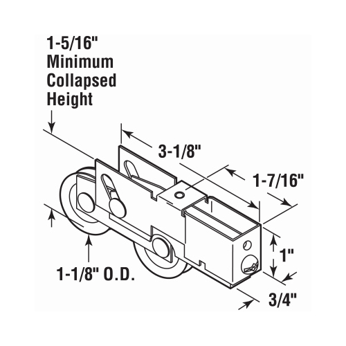 Prime-Line D 1791 Roller Assembly, 1-1/8 in Dia Roller, 5/16 in W ...