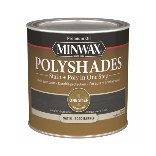 Minwax 213994444-XCP4 Stain and Polyurethane Finish PolyShades Semi-Transparent Satin Aged ...