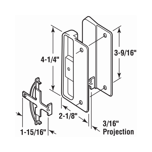 Prime-Line A 151 Door Latch and Pull, 2-1/8 in W, Plastic/Steel