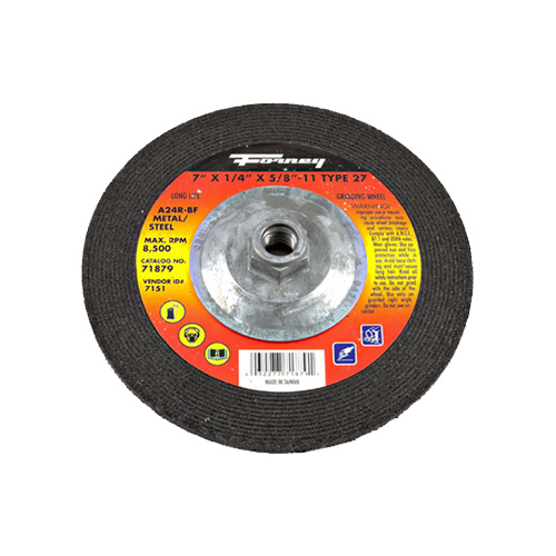 Forney 71879 Grinding Wheel, 7 in Dia, 1/4 in Thick, 5/8-11 in Arbor ...