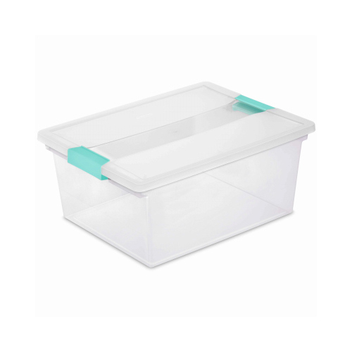 Sterilite 19658604 Clip Box, Plastic, Blue Aquarium/Clear, 14 in L, 11 ...