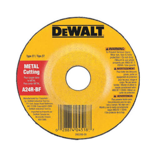 DEWALT DW4518 Grinding Wheel, 4-1/2 in Dia, 1/8 in Thick, 7/8 in Arbor ...