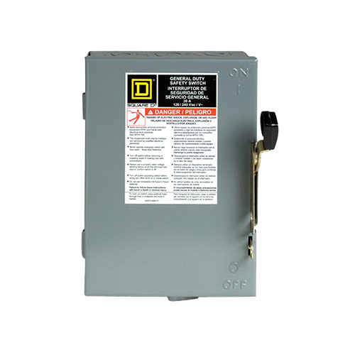 Square D D211NCP Safety Switch, 2 -Pole, 30 A, 120/240 V, DPST, Lug ...