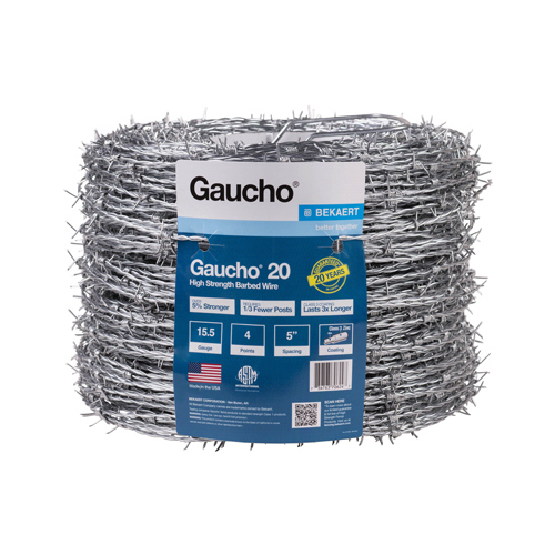 Gaucho 118293-XCP48 Barbed Wire, High-Strength, 15.5G, 4-Point, 1320-Ft ...