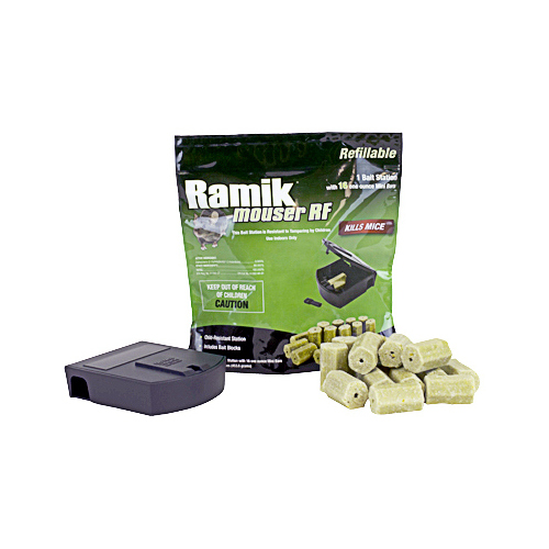 Ramik 000900 Mouse Bait Station, Refillable, 16-Ct., 1-oz. Pouches