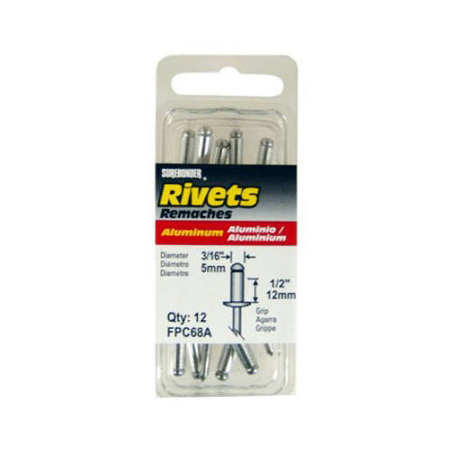 Surebonder FPC68A-XCP5 Pop Rivet, Long, 1/2 in L, Aluminum - pack of 60