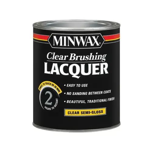 Minwax 15505 0000 Brushing Lacquer, Semi-Gloss, Liquid, Clear, 1 qt ...