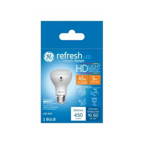 GE Lighting 45546 LED Refresh HD Bulb, R20, Daylight, 450 Lumens, 5 ...