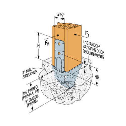 Simpson Strong-Tie PBS44AZ Post Base ZMax 6.25" H X 3.56" W 12, 14 Ga ...