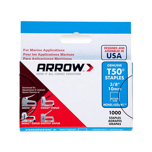Arrow 506M1-XCP5 Staple, T50 Staple, 3/8 in W Crown, 3/8 in L Leg ...
