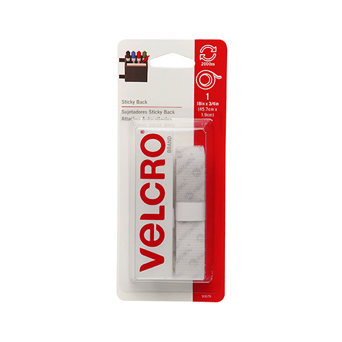 VELCRO Brand 90079 Fastener, 3/4 in W, 18 in L, Nylon, White, Rubber ...
