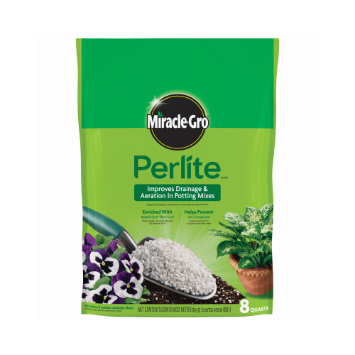 Miracle-Gro 74278430 Perlite, Granular, Off-White/White, Mild, 8 qt Bag