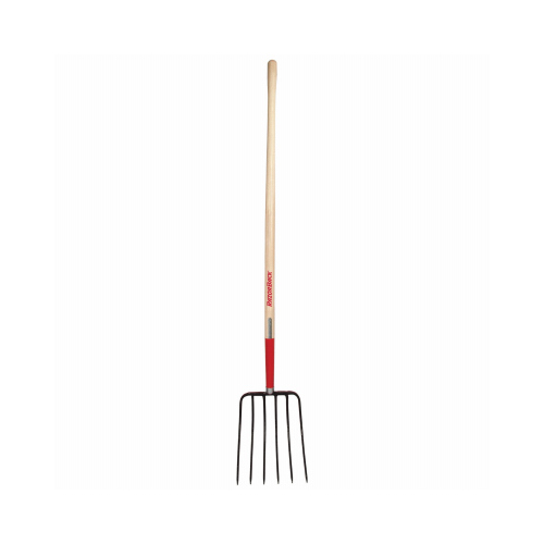 Razor-Back 74124 10-In. Forged Steel Manure Fork, 54-In. Handle, 6 Tines
