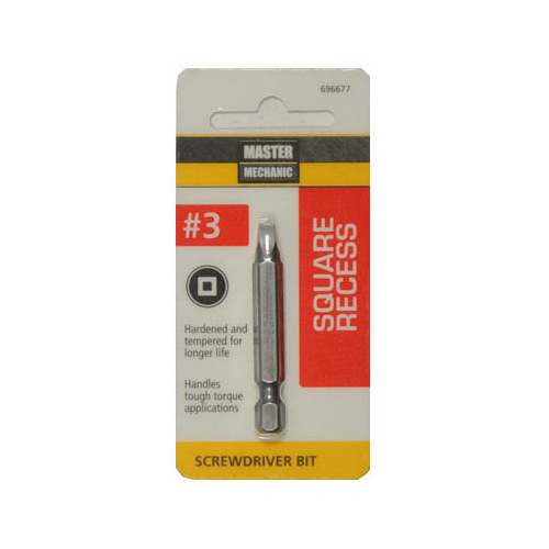Master Mechanic 696677 #3 Square Recessed Screwdriver Bit, 2-In.