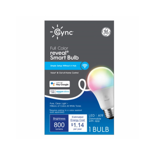 GE Lighting 93130124 Cync reveal Full Color LED Smart Light Bulb, A19 ...