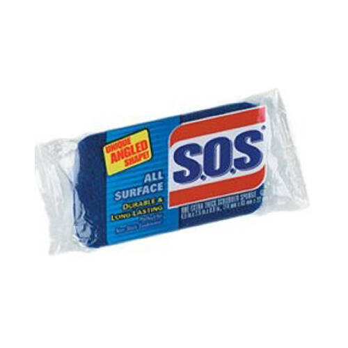 SOS 91017-XCP12 Scrub Sponge, 4-1/2 in L, 2-1/2 in W, 1 in Thick, Scrim ...