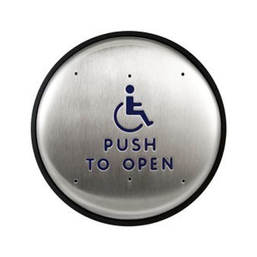 BEA 10PBR1 Stainless steel push plate, 6 In. round, blue handicap logo ...