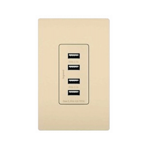 Legrand TM8USB4LACCV4 Outlet Quad USB Charger, Light Almond, 4.2-Amp