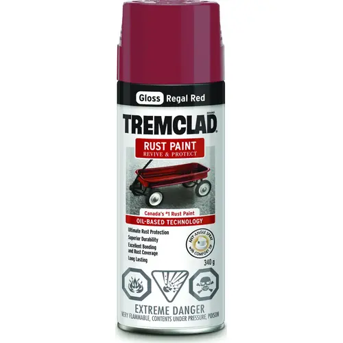 Rust-Oleum 27001B522 TREMCLAD Rust Spray Paint, Gloss, Regal Red, 340 g ...