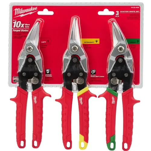 Milwaukee 48-22-4533 Aviation Snip Set, 10 in OAL, 5 in L Cut, Left ...